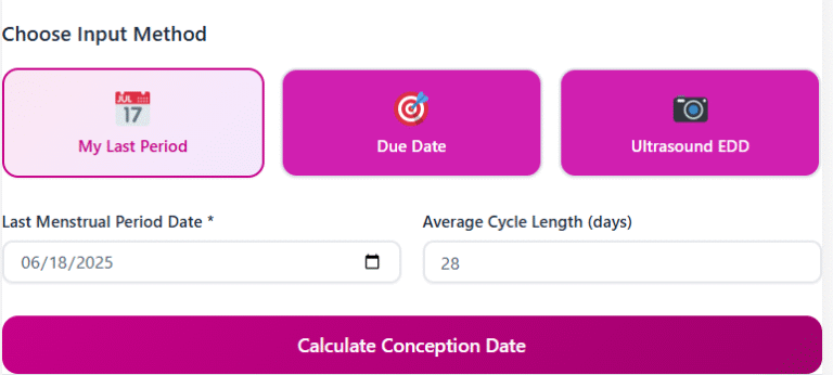 Accurate Conception Calculator - LMP Due Date Calculator: Free ...